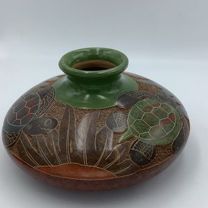 Accents | Sea Turtles Carved Pottery Vase | Poshmark